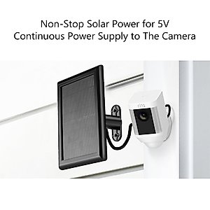 Solar Panel Compatible with Ring Stick Up Camera Battery/Ring Spotlight Cam Battery/Reolink Argus Pro,Includes 3.5mm Plug with USB & Type-C Adapter,5v/2.4W Output Fast Charging