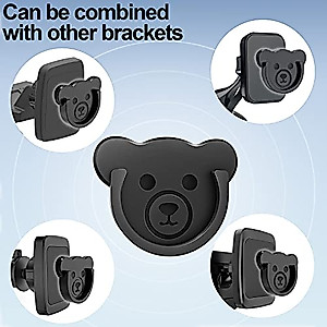 TOPGO Socket Car Mount for Phone Holder Cute Bear Style Silicone Grip Stand with Phone line Clasp for Collapsible Socket User Used on Dashboard, Home, Office, Kitchen, Desk, Wall (Black) 3 Pack