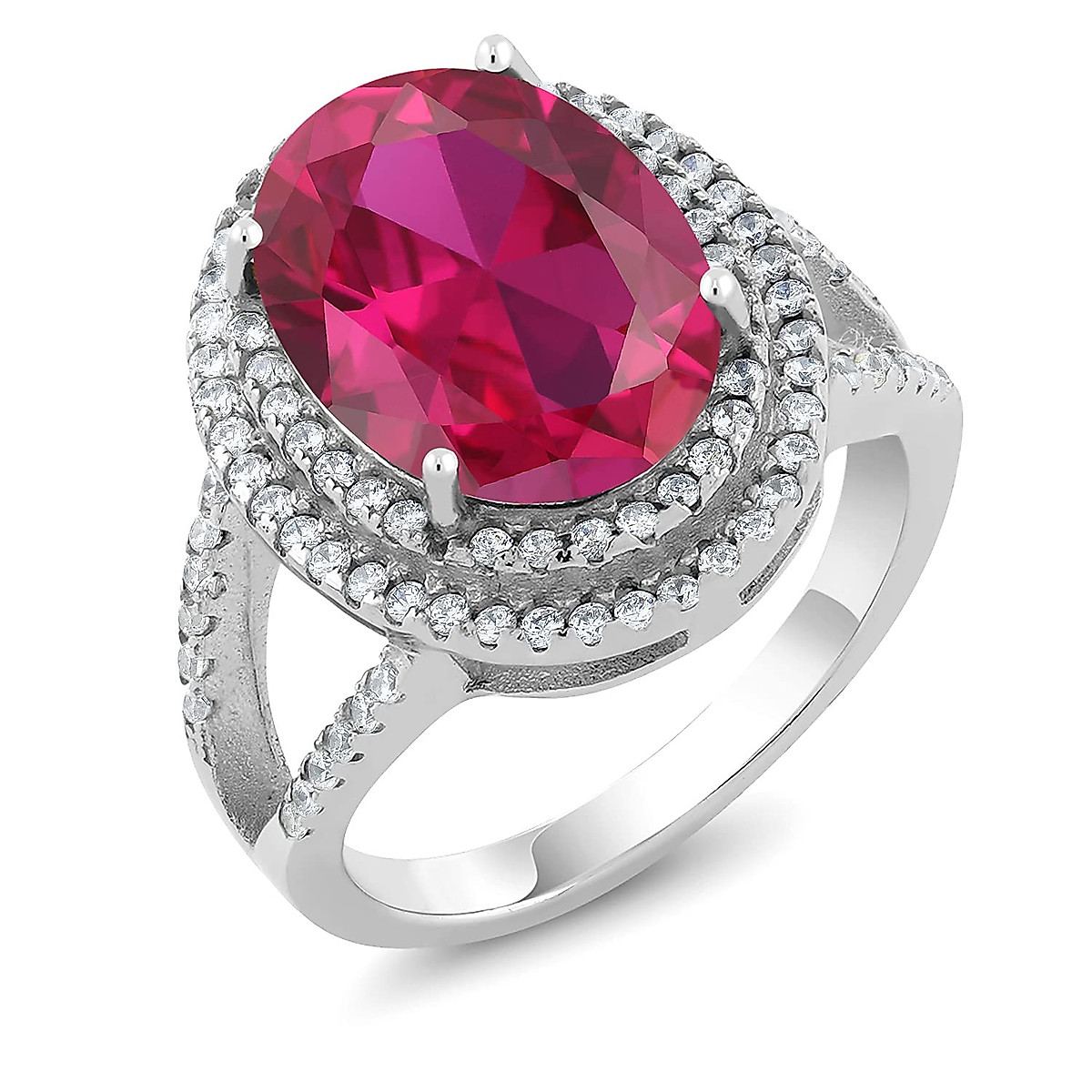 Gem Stone King 925 Sterling Silver 14X10MM Oval Gemstone Birthstone Ring For Women | Wedding Engagement Anniversary Promise Ring For Women | Available In Size 5, 6, 7, 8, 9