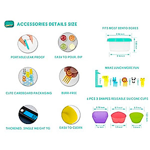 HappyRhino Bento Lunch Box for Kids Adult,4 Compartment Lunch Box Containers,With Accessories Silicone Food Cake Cups, Cute Food Picks for Kids,Easy to Clean (GREEN)