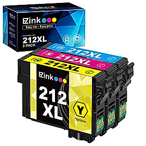 E-Z Ink (TM Remanufactured Ink Cartridge Replacement for Epson 212 XL 212XL T212XL to use with Expression Home XP-4100 XP-4105 Workforce WF-2830 WF-2850 Printer (1 Cyan, 1 Magenta, 1 Yellow, 3 Pack)