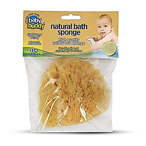 Baby Buddy Natural Yellow Sea Sponge, Baby Bath Sponge, Soft on Tender Skin, Hypoallergenic, Yellow, 4in, 1 Count
