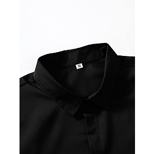 OYOANGLE Men's Graphic Print Japanese Letter Short Sleeve Button Down Shirt Top Black XL