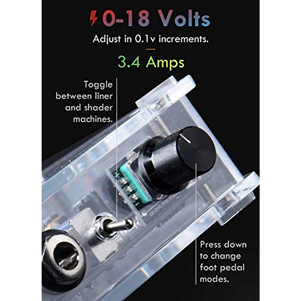 RetroDeco Dazzle Professional Power Supply- Digital Display, Color LEDs & Dual Output
