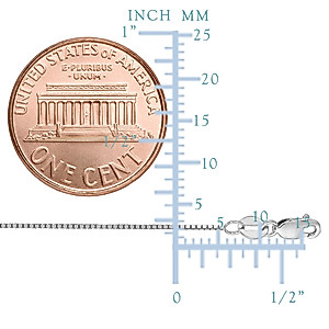 Jewelry Affairs 14k White Solid Real Solid Gold Mirror Box Chain Necklace, 0.7mm, 20"