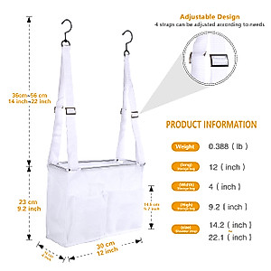 Phying Hanging Mesh Shower Caddy College with Hooks, Bath Baskets Organizer Storage with 4 Pockets for College Dorm Rooms, Gym, Swimming and Travel