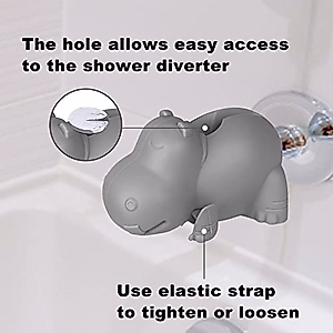 Bath Spout Cover - Faucet Cover Baby - Tub Spout Cover Bathtub Faucet Cover for Kids -Tub Faucet Protector for Baby - Silicone Spout Cover Gray Hippo - Kids Bathroom Accessories - Free Bathtub Toys