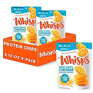 Whisps Cheese Crisps Tangy Ranch | Protein Chips | Healthy Snacks | Protein Snacks, Gluten Free, High Protein, Low Carb Keto Food (2.12 Oz, 3 Pack)