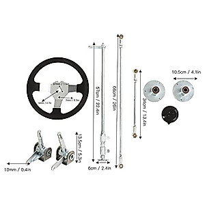 Go Karts Steering Wheel Kit - Tie Rod Joint Gear Rack Shaft Kit - Fits 100cc 125cc 140cc 150cc Go Kart Quad