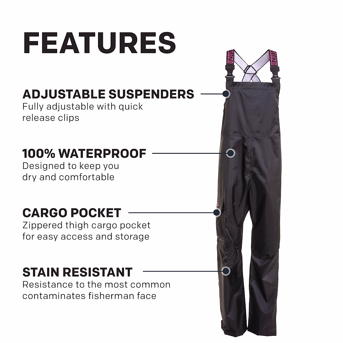 Grundéns Women's Weather Watch Bib | Updated | Waterproof, Stain-Resistant, Black, Medium