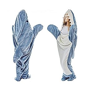 Shark Blanket Hoodie Adult, Shark Blanket Super Soft Cozy Flannel Hoodie, Wearable Shark Blanket Adult or Shark Sleeping Bag (M-67inX27.5in)