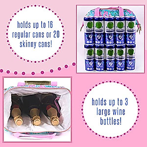 Lilly Pulitzer Insulted Backpack Cooler Large Capacity, Pink/Blue Portable Soft Cooler Bag for Picnics, Beach, Pool, Hiking, Best Fishes
