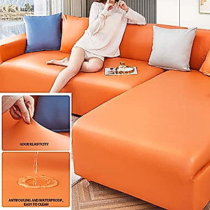 Large Soft Vinyl Upholstery Leather Fabric 1 Yard 56.3x36inch, 0.8mm Thick Texture Faux Leather Sheets, for Upholstery Crafts, Sofa, Car Seat, Handbag, Earrings, Hair Bows, DIY Crafts (Orange)