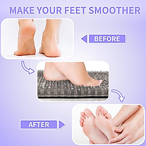 Yolife Shower Foot Scrubber Mat, Anti-Slip Bath Mat with Scrub Bristles, Soft Shower Foot Massager with Strong Suction Cups for Soothe Achy Feet, 25.6" x 13.4"