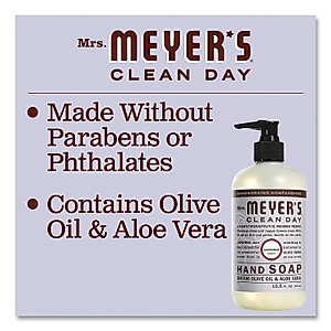 MRS. MEYER'S CLEAN DAY Hand Soap, Made with Essential Oils, Biodegradable Formula, Lavender, 12.5 fl. oz - Pack of 6
