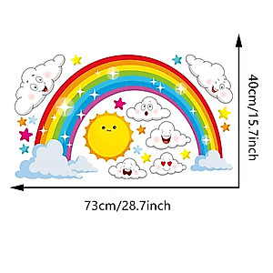 Mendom Rainbow,Sun and Clouds Wall Decals, Peel and Stick Removable Wall Stickers for Kids Nursery Bedroom Living Room,Wall Decor 28.7x15.7inch