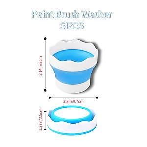 2 Pcs Collapsible Paint Brush Washer, Portable Silicone Washing Bucket Brush Holder Cleaner Painting Water Cupfor Watercolor Acrylic Oil Painting