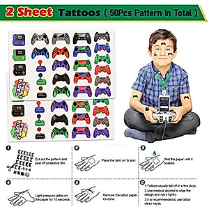 Golray 94pcs Video Game Party Favors Gamer Party Gift VIP Pass Holder Slap Bracelets Keychain Tattoos Party Treat Bags Kids Boy Gaming On Themed Birthday Party Supplies Pinata Gift Goodie Bag Fillers