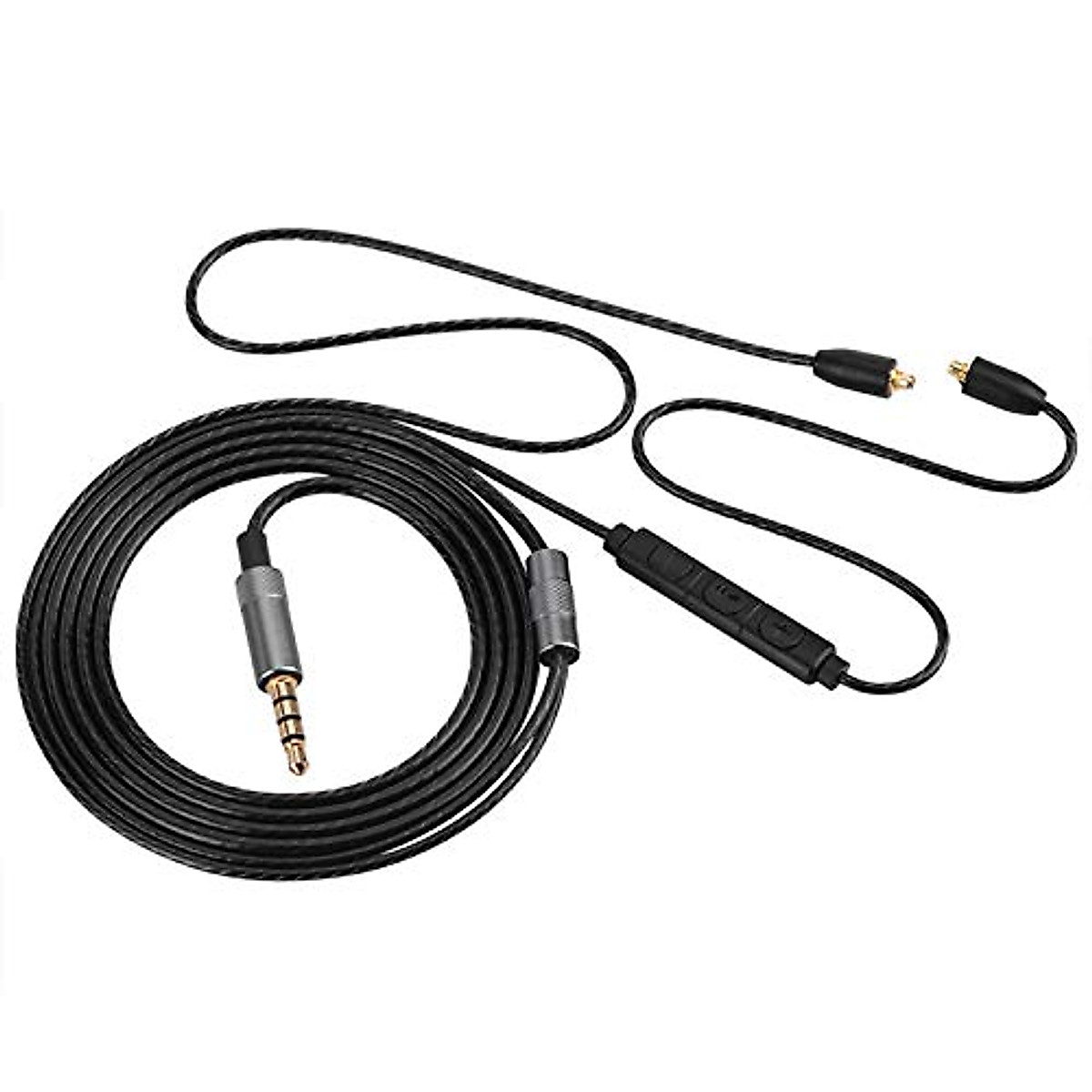 DIY Upgrade 3.5mm Headphone Cable with Mic, Stereo Audio Cable with Volume Control Audio Cable Compatible with MMCX Connector SE215 SE425 SE535 (Black)