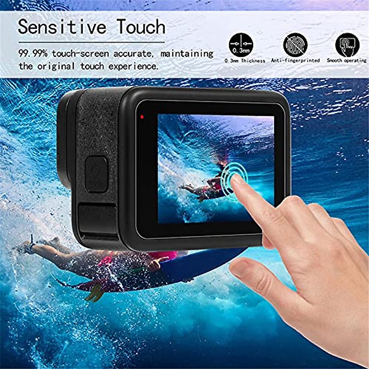 ZLMC [11PCS] Screen protector for GoPro Hero 11 10 9, compatible with GoPro Hero 11 10 9 black, 9PCS tempered glass screen protector + 2PCS rubber lens cover, GoPro Hero 11 10 9 black accessory kit