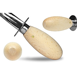 Seki Japan Oyster Knife, Japanese Hand Guard Shellfish Opener, Oyster Shucking 2.6 inch (67 mm) Stainless Blade, Beech Wood Handle