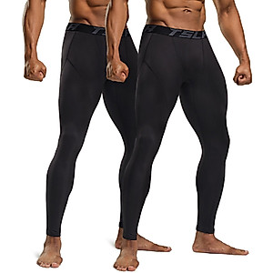 TSLA Men's Thermal Compression Pants, Athletic Sports Leggings & Running Tights, Wintergear Base Layer Bottoms, 2pack Tights Black/Black, 3X-Large