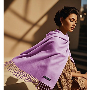MBJ Shawls and Wraps Elegant Cashmere Scarfs for Women Stylish Warm Blanket Solid Winter Scarves ONESIZE LILAC