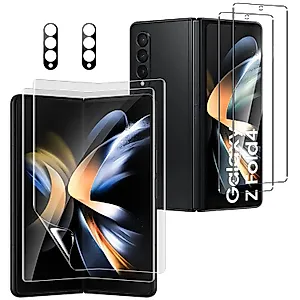 2X Tempered Glass Front Screen Protector Compatible with Samsung Galaxy Z Fold 4+ 2X Inner Soft TPU Film Shields+ 2X Camera Lens Protector [Scratch Resistant] [Bubble Free]