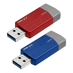 PNY USB 3.0 Flash Drives, 128GB, Assorted Colors, Pack Of 2 Drives