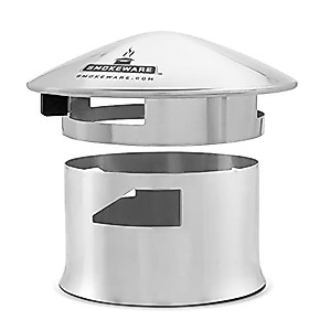 SMOKEWARE Stainless Steel Vented Chimney Cap – Compatible with Kamado Joe Classic and Big Joe Grills, Daisy Wheel Replacement Accessory