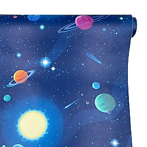 Yifasy Shelf Liner Universe Galaxy Self-Adhesive Drawer Paper Cartoon Wall Decor Kids Room Study Desk 118x17.7 Inch
