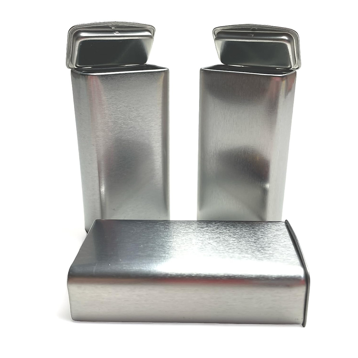 MagnaKoys Rectangular Silver Metal Hinged Lid Tin Containers (3 Pack)
