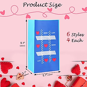 HOWAF 24 Pieces Valentine&#039;s Day Paper Bags, Valentine&#039;s Day Treat Bags with Heart Pattern for Wedding Supplies, 6 Pattern Gift Bags for Present Wrapped