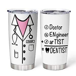 Hyturtle Personalized Dentist Tumbler - Doctor Dentist Custom Name Stainless Steel Tumbler 20 oz With Lid - Idea Gifts For Dentists, Women, Dental Hygiene, Glass, Men, Hygienist - Gifts For Birthday