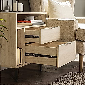 Walker Edison Modern Wood Nightstand Side Table Bedroom Storage Drawer and Shelf Bedside End Table, 25 Inch, Birch