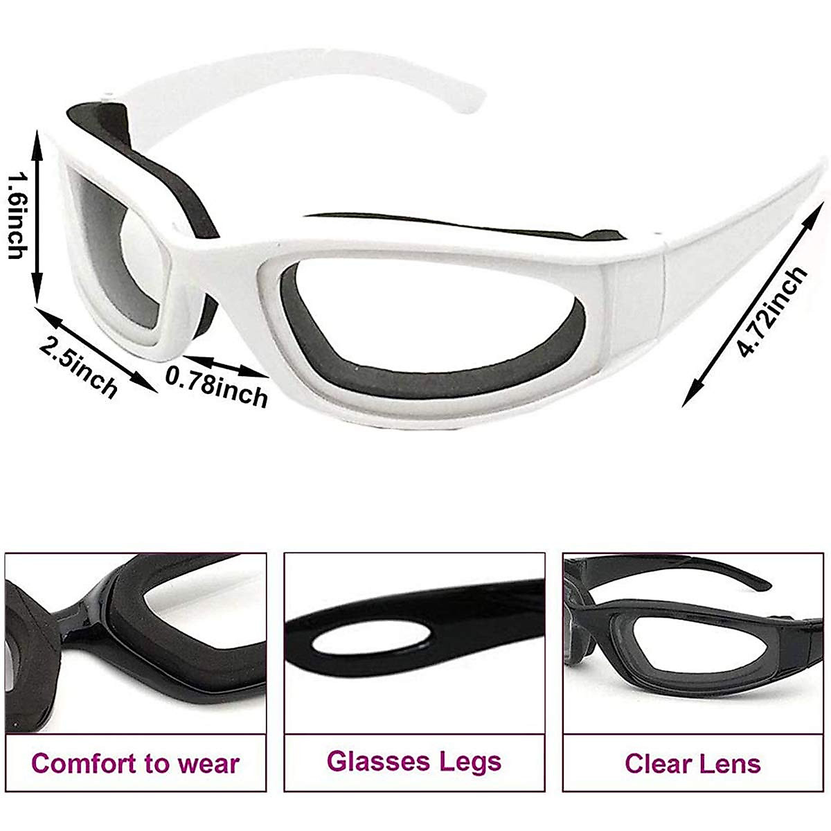 4 Pieces Onion Goggles, Anti-Fog No-Tears Kitchen Onion Glasses with Inside Sponge, Kitchen Gadget for Chopping Onion Cooking Grilling Dustproof, Eye Protector for Women Men Cleaning Kitchen and more