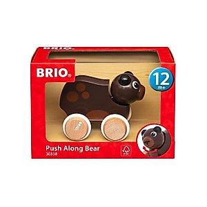 BRIO 30338 Push Along Bear | The Perfect Playmate for Your Toddler, White