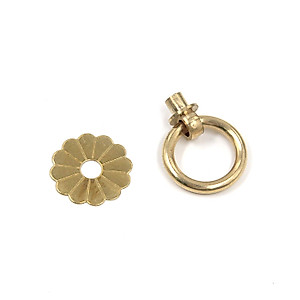 Geesatis 6 Pcs Brass Ring Pulls Handles Antique Pulls Cabinet Knobs Drawer pulls Closet Cupboard Door Decorative Handles