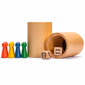 Yellow Mountain Imports 2-in-1 Reversible Wooden Snakes and Ladders, Ludo Game Set - 11.3 inches