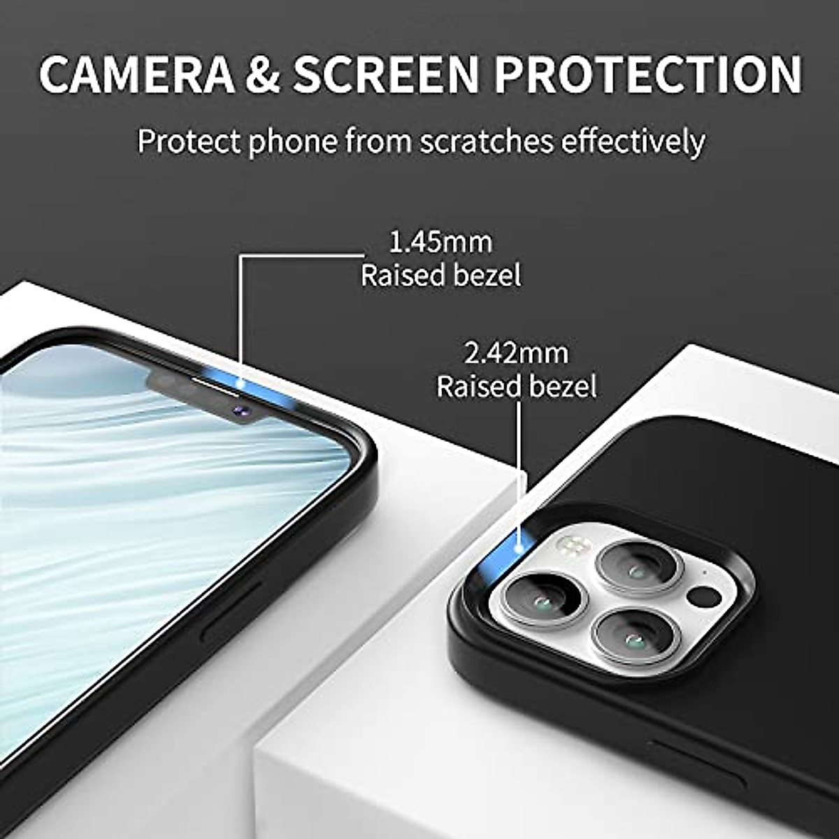 ANEMAT Designed for iPhone 13 Pro Max Silicone Case, for iPhone 13 Pro Max Phone Case Silicone Slim Shockproof Phone Cases Cover with iPhone 13 Pro Maxcase 6.7 inch, Black