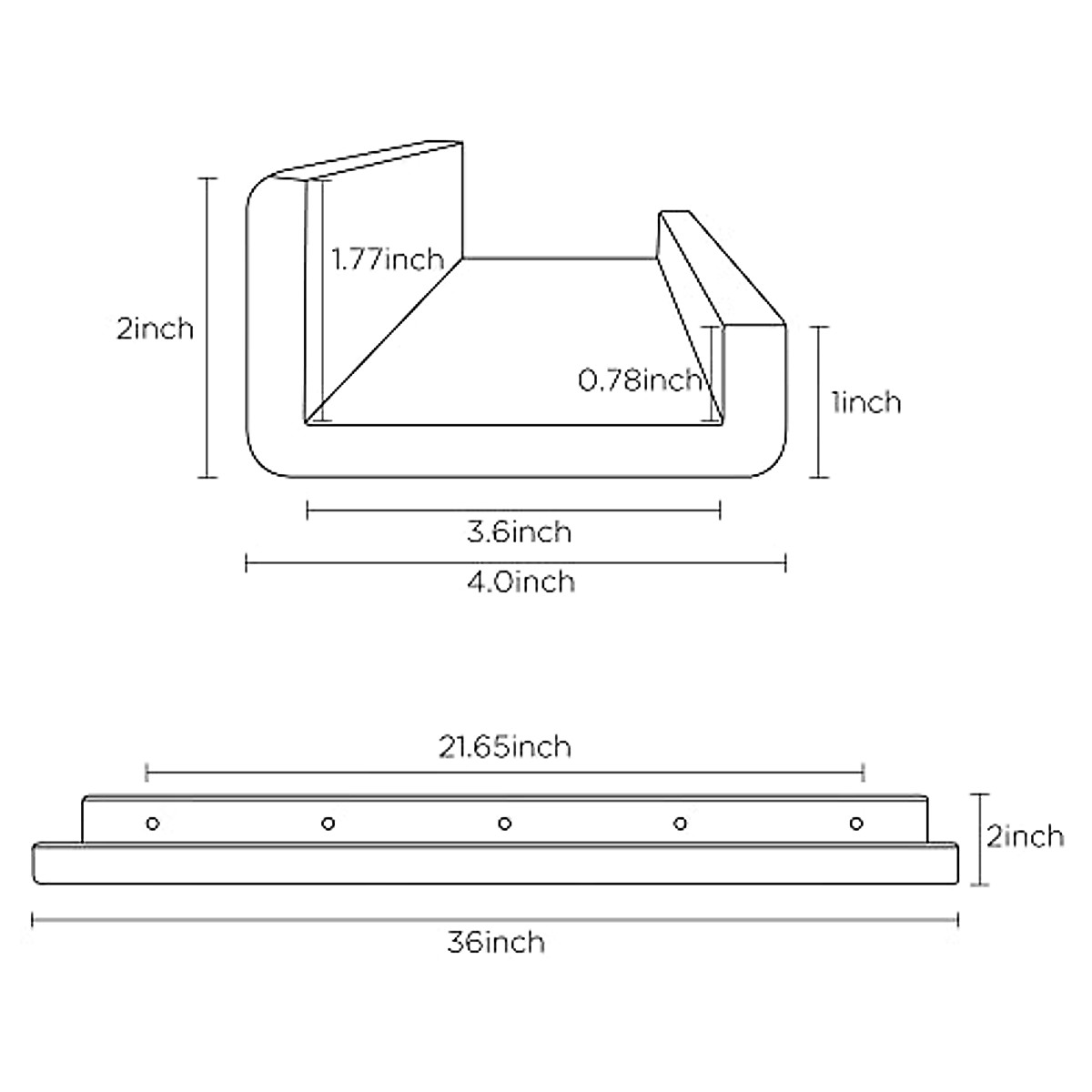 HBlife 36 Inches Floating Shelves Wall Mounted Clear Acrylic Shelves for Figures, Invisible Floating Bookshelf for Kids and Nursery, 2 Pack (5MM Thick)