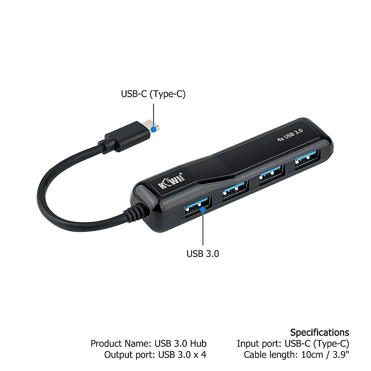 USB C Hub Splitter, 4- Port USB 3.0 Data Hub with High Speed Transfer Up to 5Gbps for iMac, MacBook, Mac Pro/Mini, Surface Pro, XPS, Notebook PC, Laptop USB Flash Drive Mobile Hard Drive