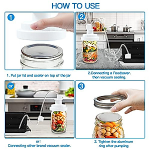 Jar Sealer for Foodsaver Vacuum Sealer, Food Saver Jar Sealer for Wide & Regular-Mouth Mason Jar, Mason Jar Vacuum Sealer for Foodsaver Jar Sealer Attachment, Jar Lids, Canning Bands, Accessory Hose