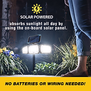 Bionic Flood Light Max 2 Pk, 500 Lumen Super Bright Solar Motion Sensor Outdoor Lights, LED Solar Flood Lights Outdoor Motion Sensor Waterproof Solar Security Lights, 360° 3 Panel Design As Seen on TV