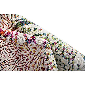 Unique Loom Lyon Collection Colorful Abstract Floral Rainbow Gradient Area Rug, 4 x 6 Feet, Ivory/Pink