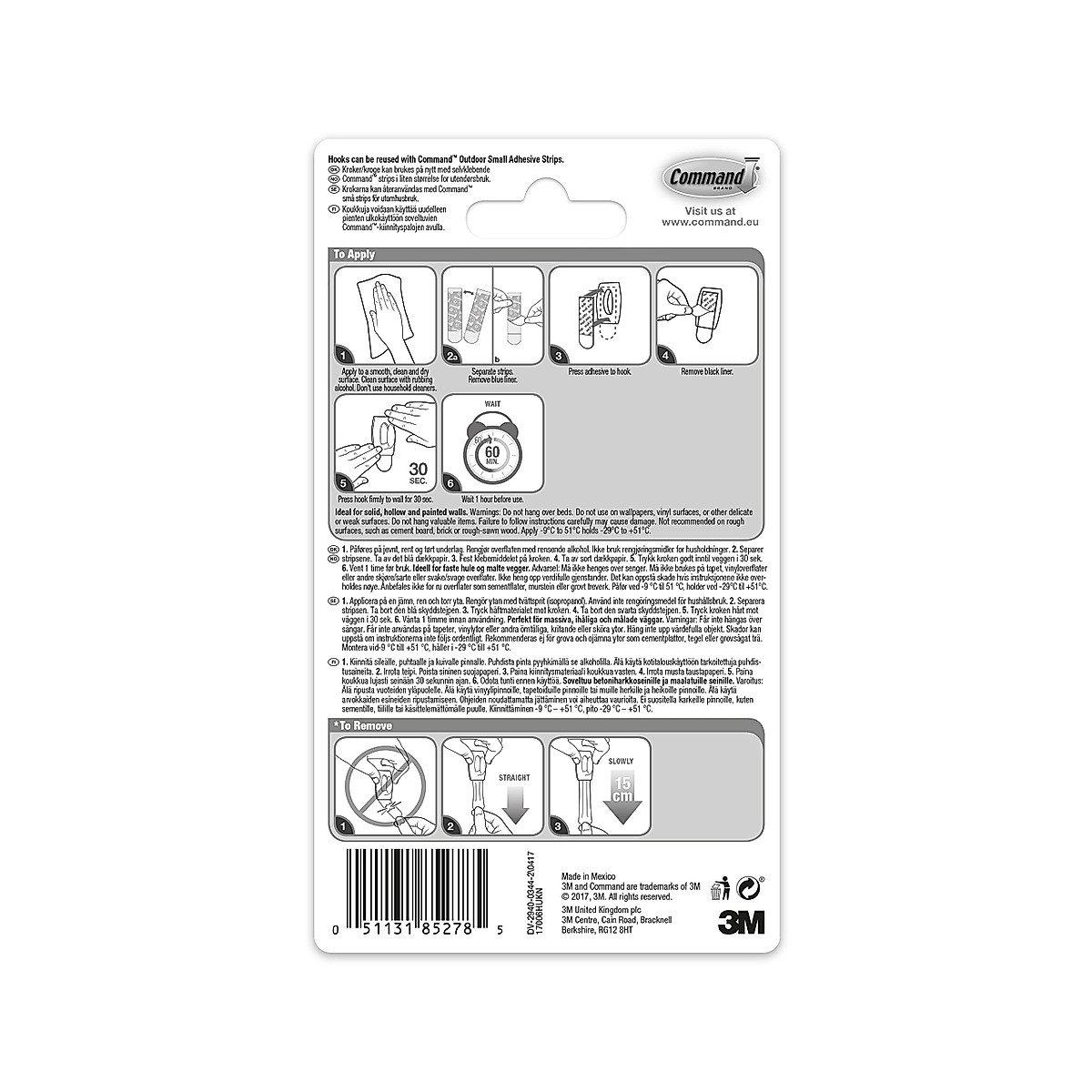 Command 17006H Outdoor Mini Hooks with Adhesive Strips- Outdoor Small Comand Hooks for Hanging decorations and other Light Items Damage Free