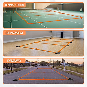 Professional Portable Pickleball Court Marking Kit for Outdoor & Indoor with Stainless Steel Shovel & Sand Bags for Sand or Tape | Pickleball Boundary Lines Set for Street, Parking Lot or Tennis Court