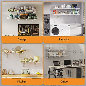 eShelf 2x6 ft Garage Shelving, 2-Pack Wall-Mounted Shelves for Garage, Kitchen, Pantry Storage, 800 lbs Total Load Capacity Garage Storage Wall Shelving, White