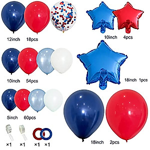JULLIZ 142Pcs Red White and Blue Balloon Arch Garland Kit, Navy Blue for Blue Birthday Baseball Nautical Theme Party Flag Party Election Party July 4th Decorations