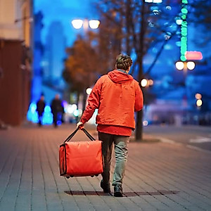 Insulated Pizza & Food Delivery Bag, Red Nylon - 20" x 20" x 12"